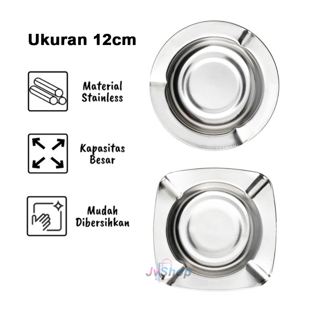 Jual ASBAK STAINLESS BULAT / PERSEGI 12CM | Shopee Indonesia