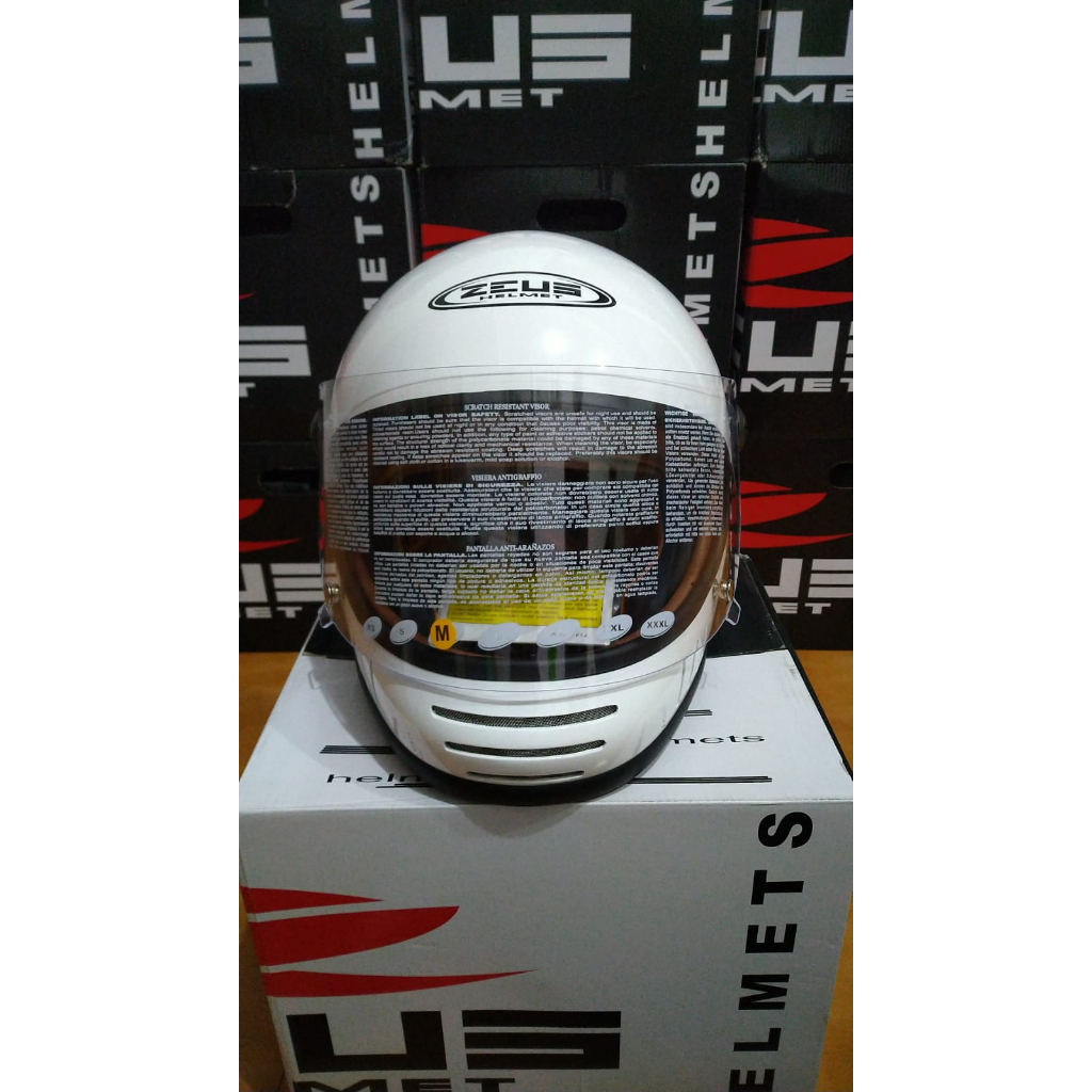 Jual ZEUS HELM ZS 816E - Helm Full Face Vintage - WHITE GLOSY | Shopee ...