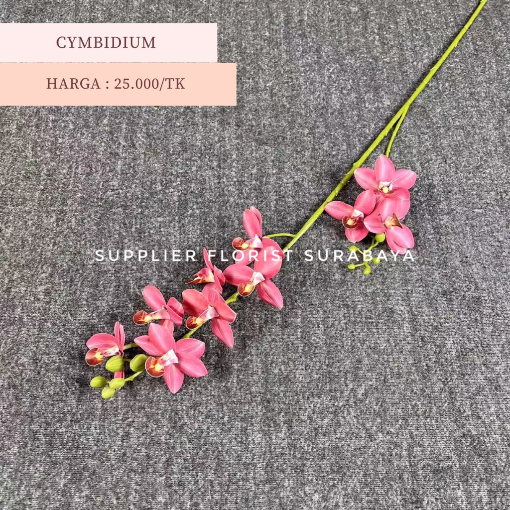 Jual [10 KEPALA] BUNGA PALSU ANGGREK CYMBIDIUM KECIL BAHAN LATEX REAL ...