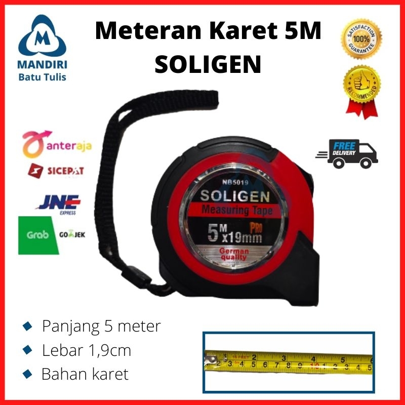 Jual Meteran 5 Meter Karet SOLIGEN - Meteran Bangunan 5M - Meteran ...