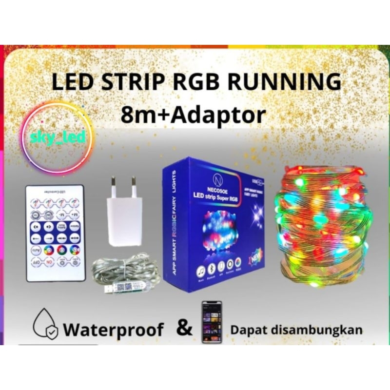 Jual Running led strip flexible 5050 RGB 5m(4m) waterproof full color ...