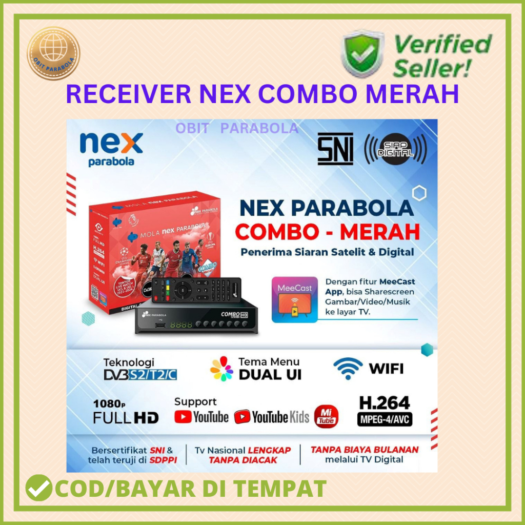 Jual NEX RECEIVER NEX PARABOLA COMBO MERAH | Shopee Indonesia