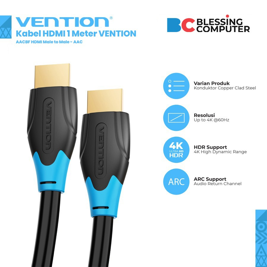 Jual Kabel HDMI 1 Meter VENTION AACBF HDMI Male to Male - AAC | Shopee ...