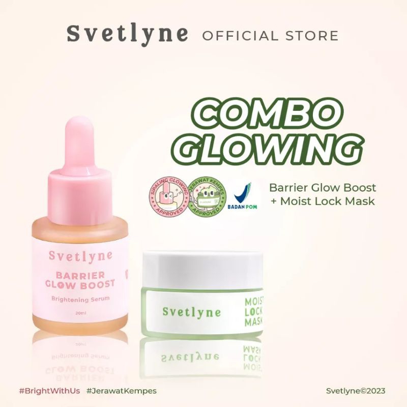 Jual Svetlyne - PAKET GLOW Barrier Glow Boost Serum Moist Lock Mask ...