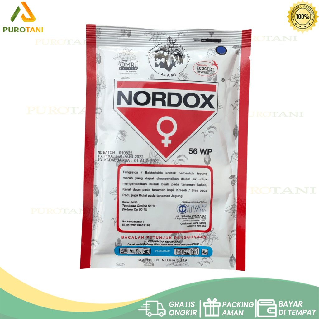 Jual Fungisida Bakterisida pestisida Nordox 56 WP 100 gr 500GRAM ...