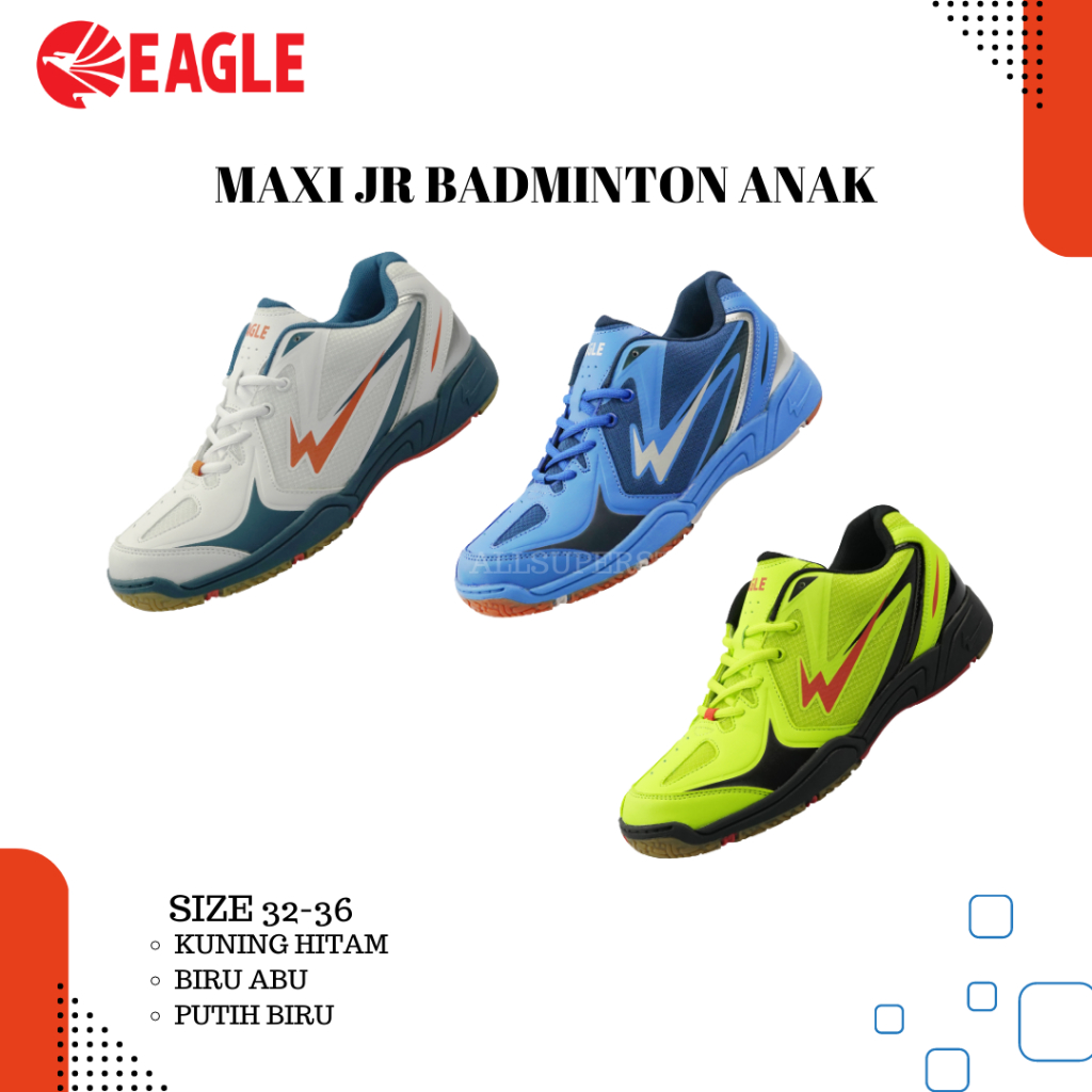Jual Eagle Sepatu Bulutangkis Anak Maxi Jr Badminton Shoes Anak Unisex | Shopee Indonesia