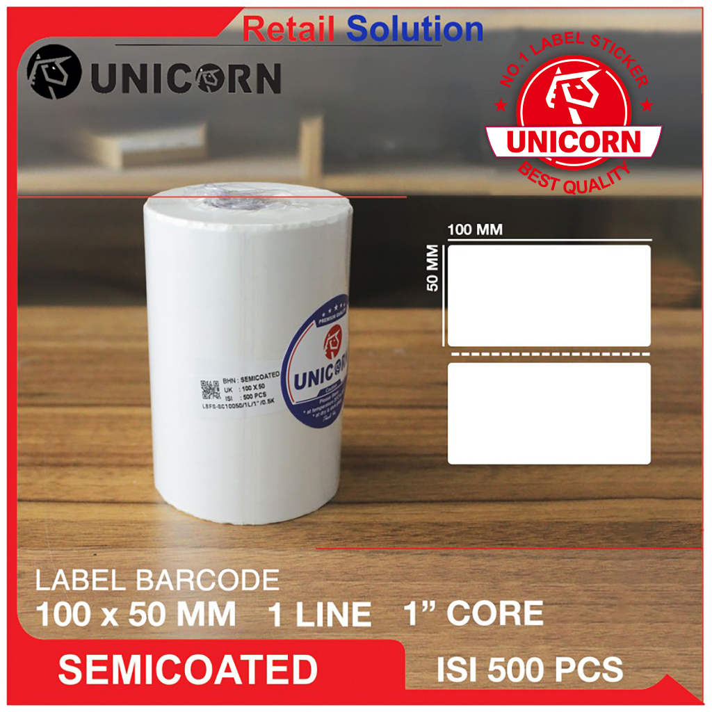 Jual Stiker Label Barcode Semicoat 100x50 mm / 100 x 50 mm / 100x50mm ...