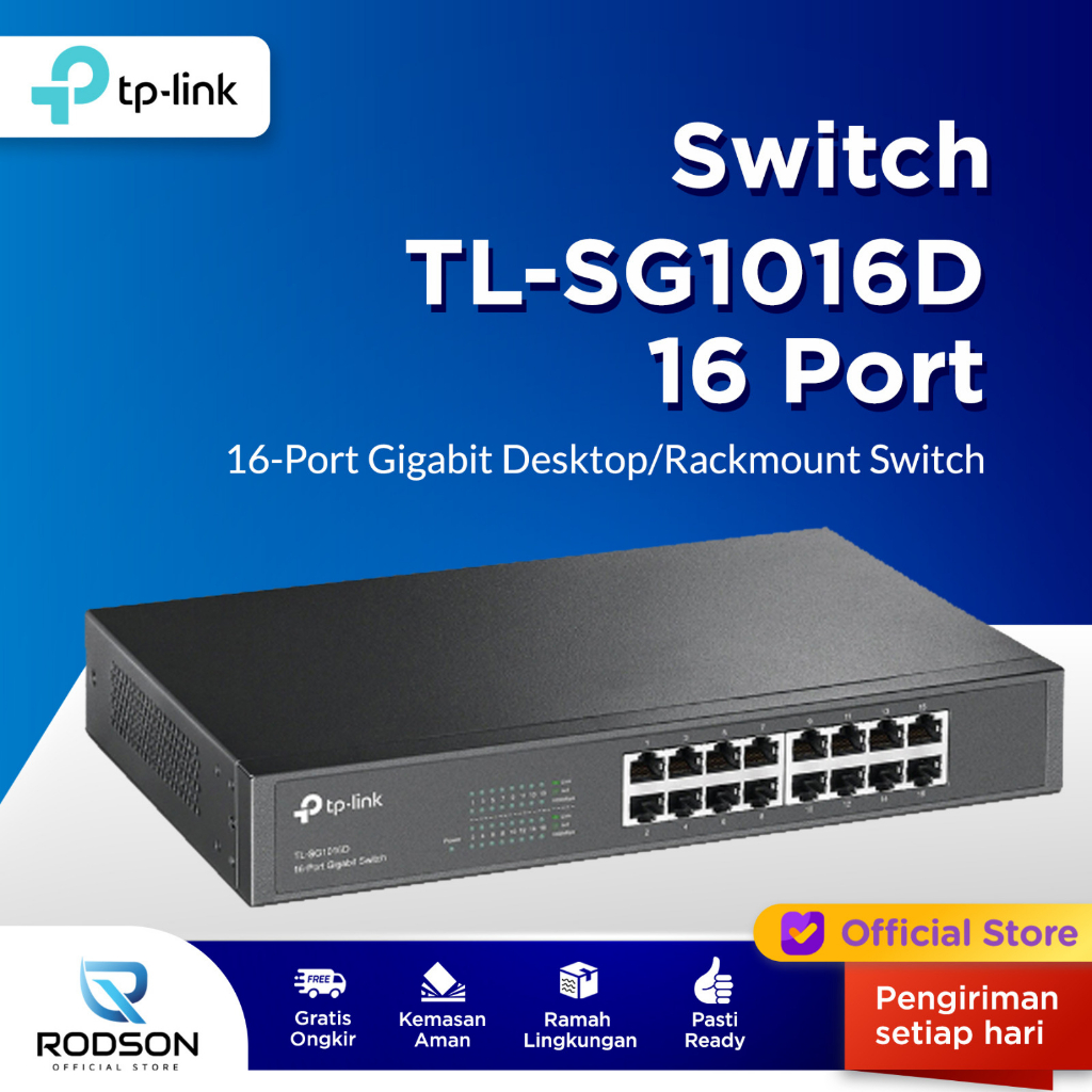 Jual TP Link TL-SG1016D 16 Port Gigabit Desktop Rackmount Switch Hub ...