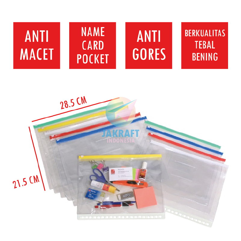 Jual (1 Pcs) Zipper Bag Pocket B5 INTERX FOLDER 28.5 x 21.5 cm Plastik ...