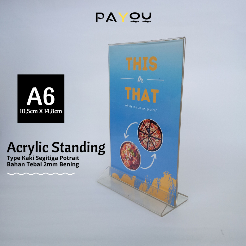 Jual Acrylic Standing A6 Type Kaki Segitiga Potrait/ Tempat QRIS ...