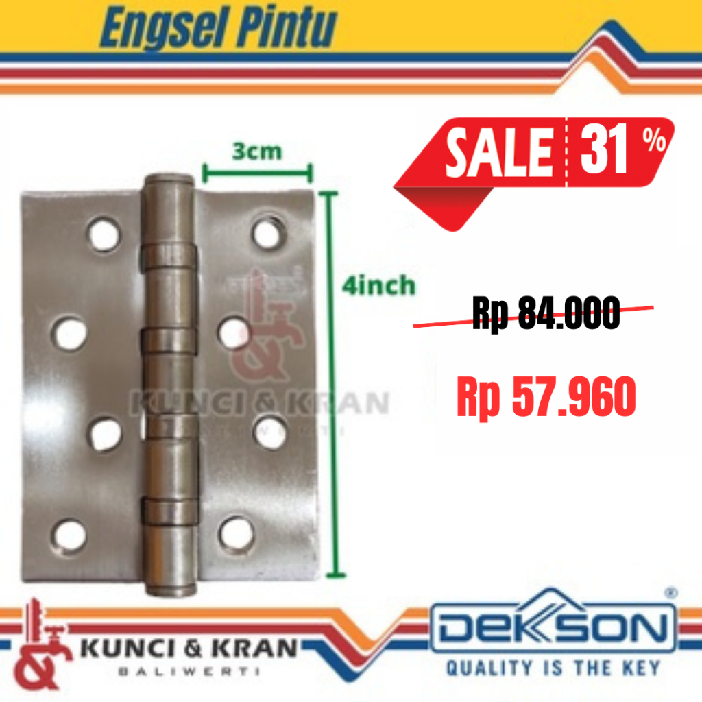 Jual Engsel Besi Dekson Dekkson IRON ES IR 4X3X3MM 4BB SN Engsel pintu ...