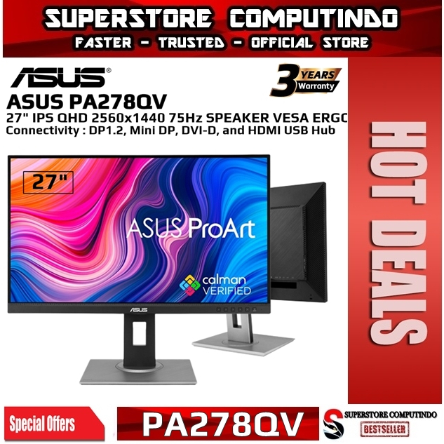 Jual Monitor LED Asus Pro Art PA278QV 27" IPS 2560x1440 HDMI MiniDP DP ...