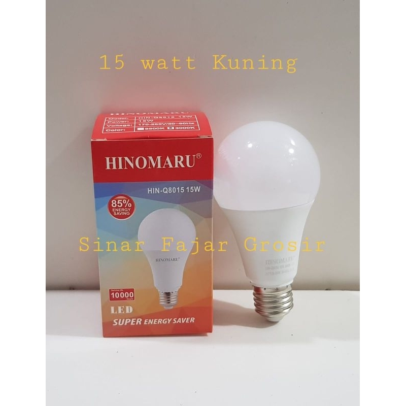 Jual Lampu Led Bulb Hinomaru 15 Watt 15W Cahaya Putih 6500K & Cahaya Kuning WW 3000K Bergaransi ...