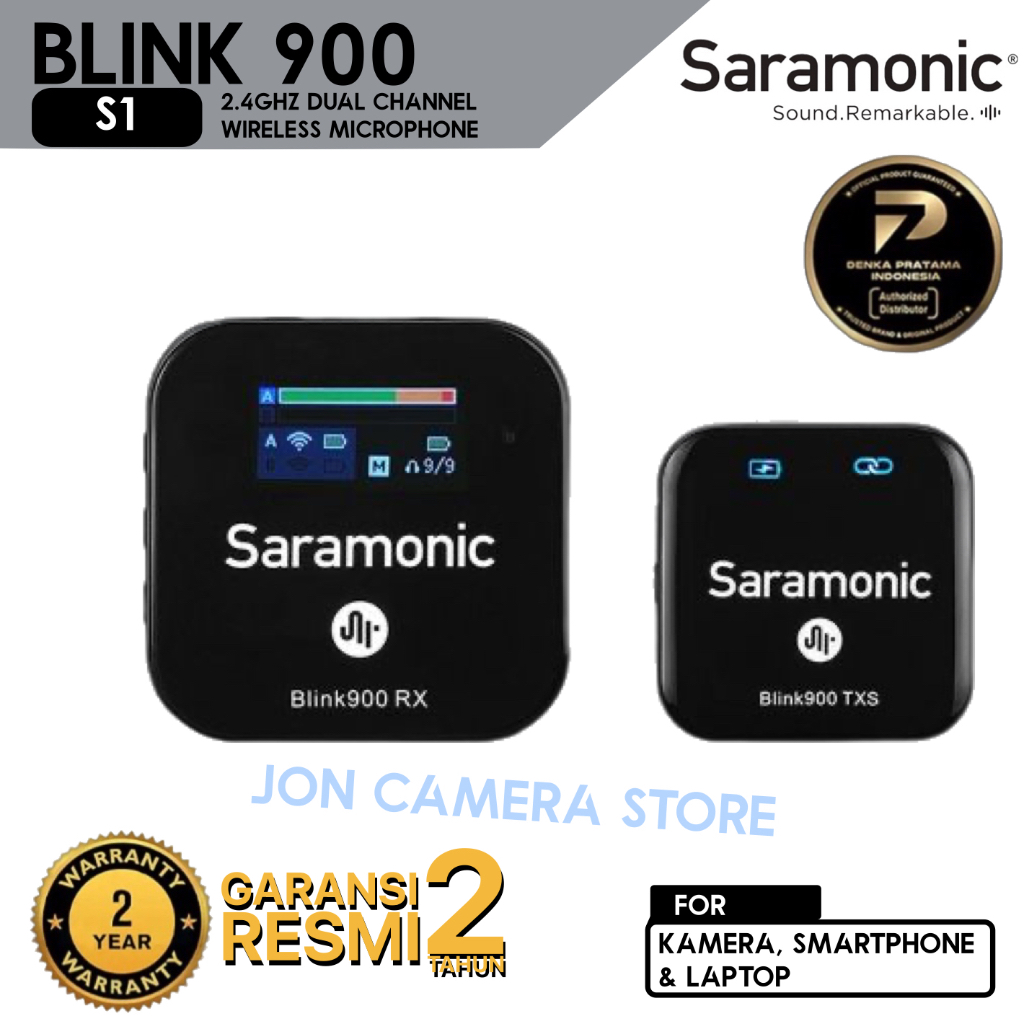 Jual saramonic blink 900 S1 2.3GHz dual channel wireless mic microphone ...