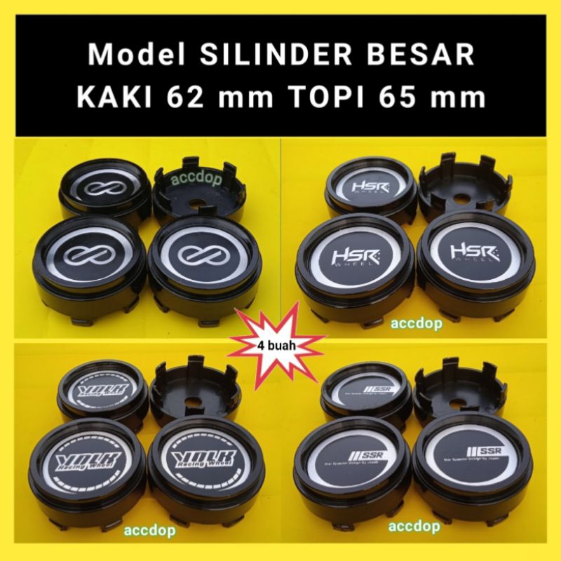 Jual 4 Buah Dop Center Silinder Kaki 62 Topi 65 Tutup Velg Racing Mobil Logo Enkei Hsr Ssr Volk ...