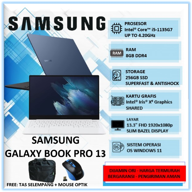 Jual Laptop Samsung Galaxy Book Pro 13 Intel Core i5 Gen 11 Ram 8GB SSD 256GB 13" FHD Windows 11 ...