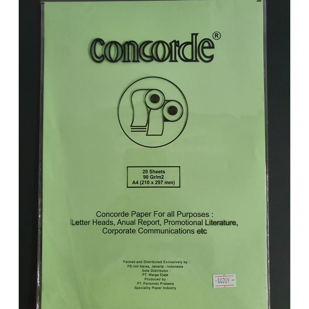 Jual Kertas Concorde 20 sheets A4 90 gram warna warni - Hijau-merah ...