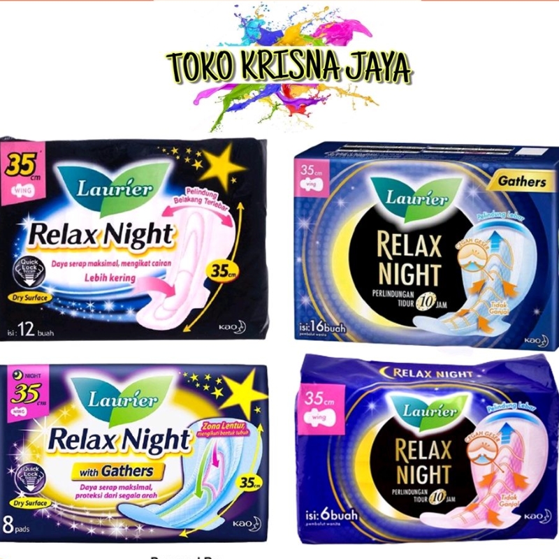 Jual PEMBALUT LAURIER RELAX NIGHT 35CM ISI 18 | 12 | 6 PADS | Shopee ...