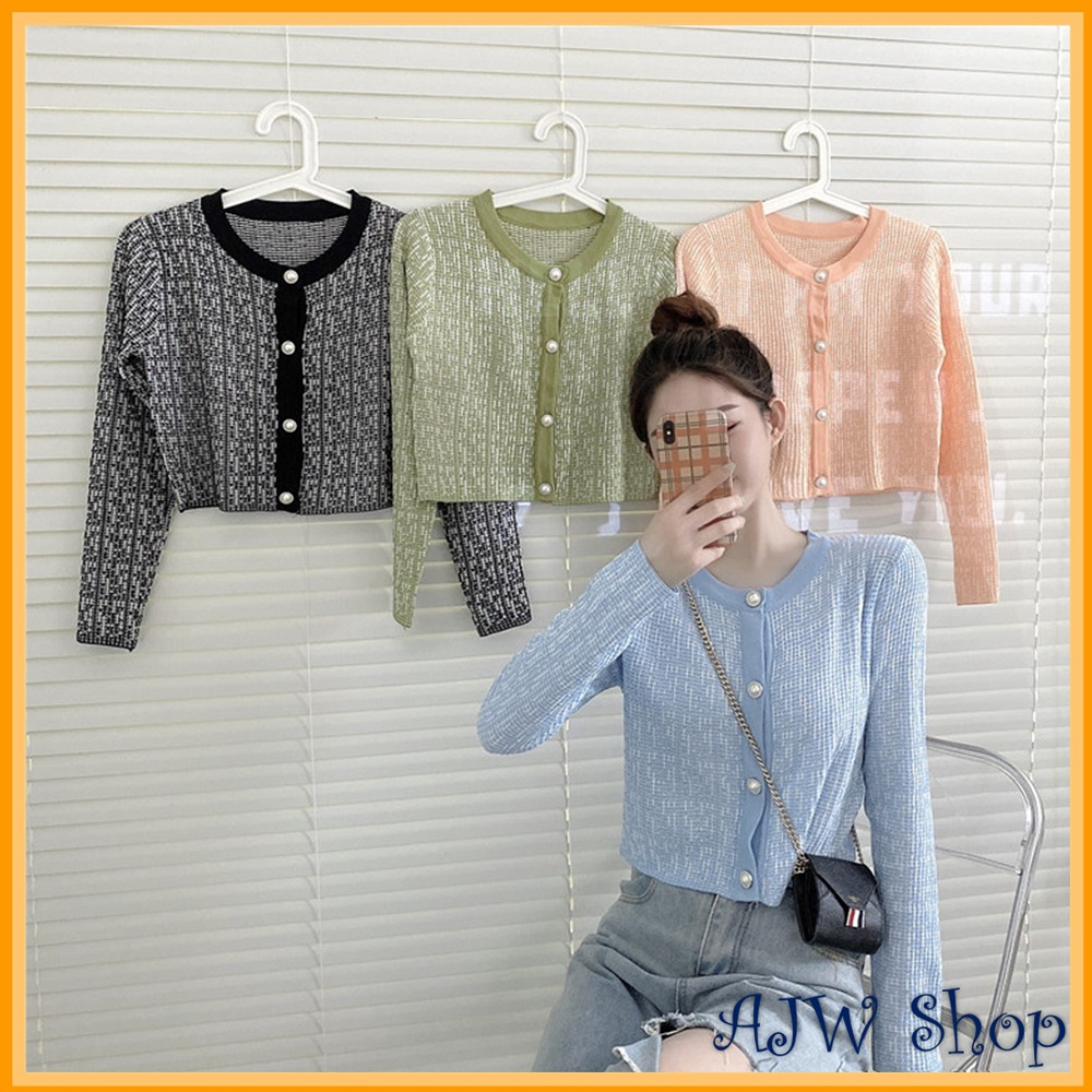 Jual AJW Cardigan Rajut Wanita Import Premium Korean Style Lengan Panjang ZT | Cardi Rajut ...