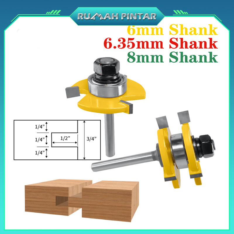 Jual 1/4 mata router profil sambungan kayu panel pintu slot set Tongue ...