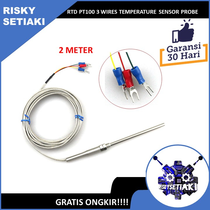 Jual RTD PT100 3 WIRES TEMPERATURE SENSOR PROBE 50MM KABEL 2 METER -50~400C | Shopee Indonesia