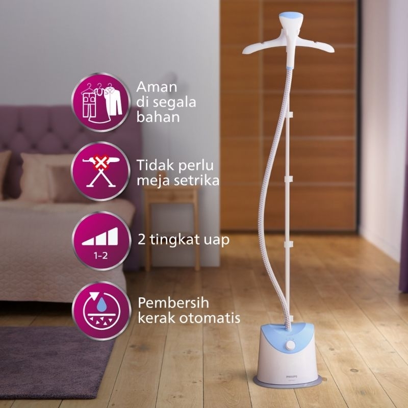 Jual PHILIPS Setrika Uap Berdiri GC482/25 Garment Steamer 900watt - Biru Bandung | Shopee Indonesia