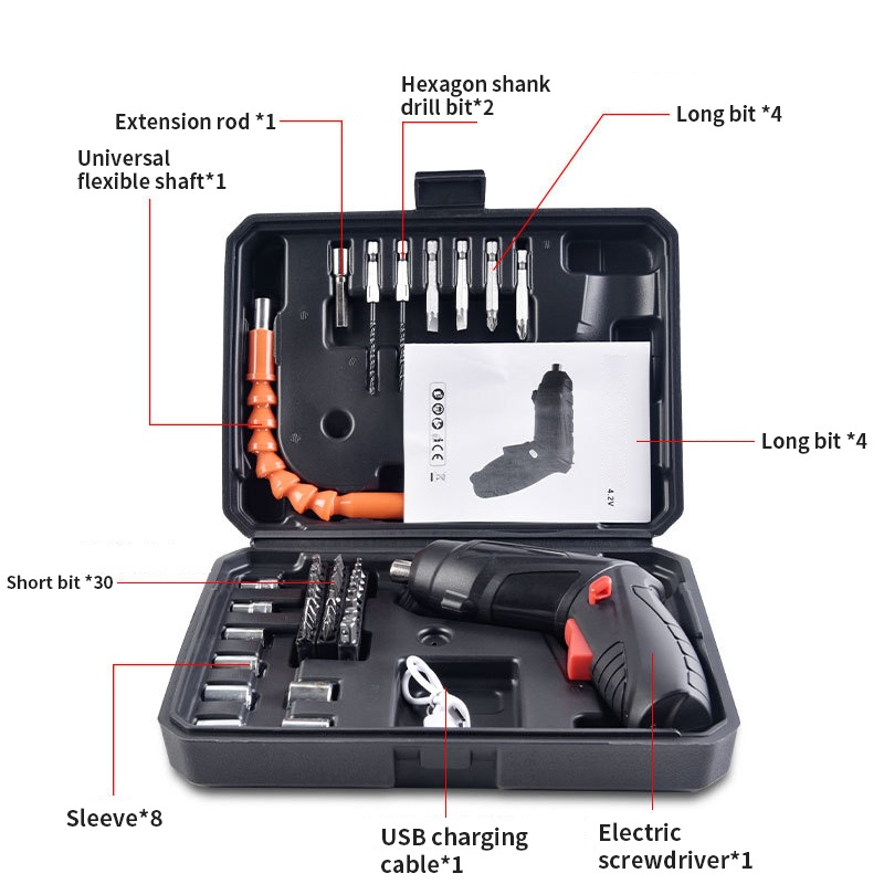 Jual Reaim Mesin Bor Cordless Mini 49pcs Set 4.2V /Cordless Set ...