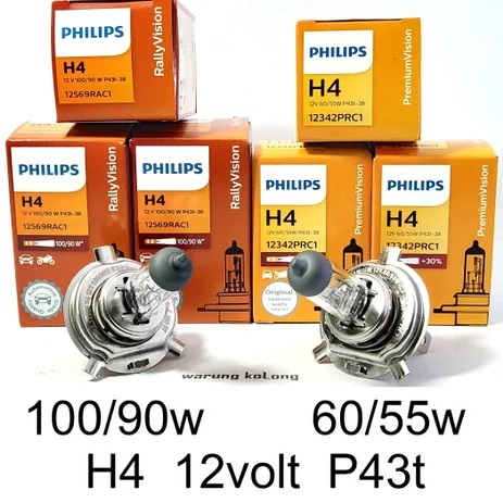 Jual BOHLAM LAMPU HALOGEN PHILIPS H4 12V 60/55W 100/90W ORIGINAL LAMPU UTAMA H4 Philips PREMIUM ...