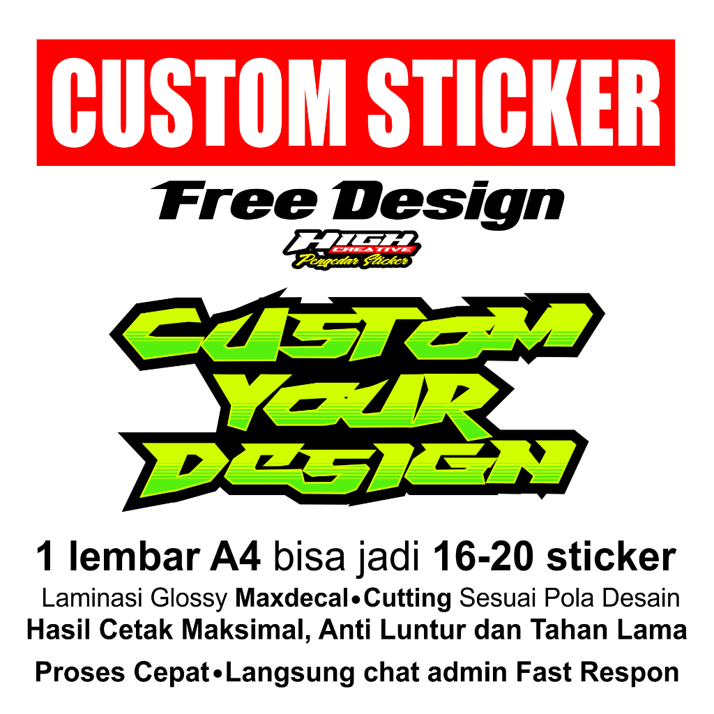 Jual [Khusus Sudah Punya Desain Siap Cetak] Paket Custom Sticker Vinyl ...