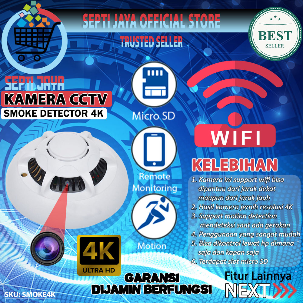 Jual Spy Camera Smoke Detector Wifi full HD 1080P 4K Hidden Camera Wifi ...