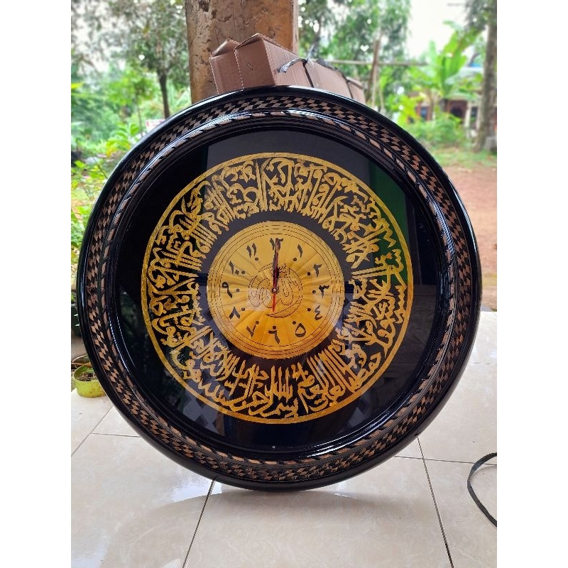 Jual kaligrafi jam dinding diameter 75 terbuat dari kayu jati | Shopee ...