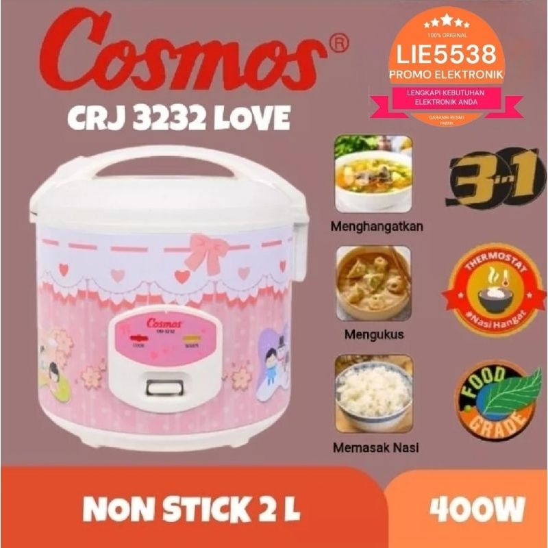 Jual COSMOS CRJ-3232 / CRJ 3232 Rice Cooker Non Stick 2 L | Shopee ...