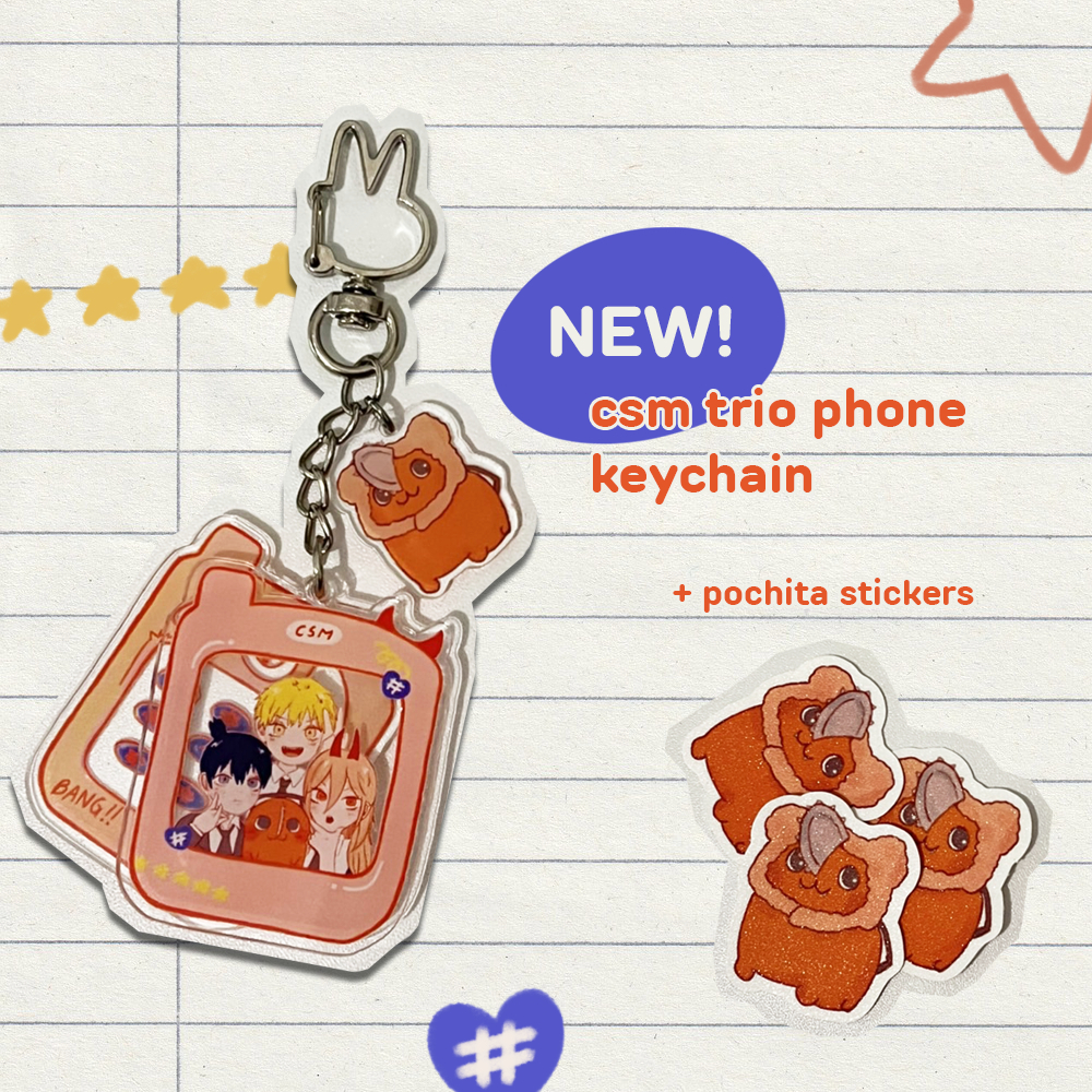 Jual Chainsaw Man CSM TRIO PHONE keychain by piepeachie_ | Shopee Indonesia