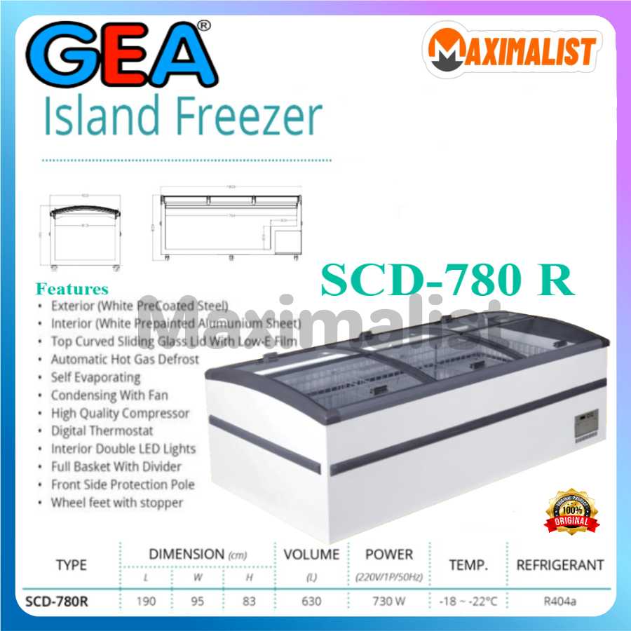 Jual Gea SCD-780R SCD-1180 SCD-1280 Island Freezer / Sliding Curve ...