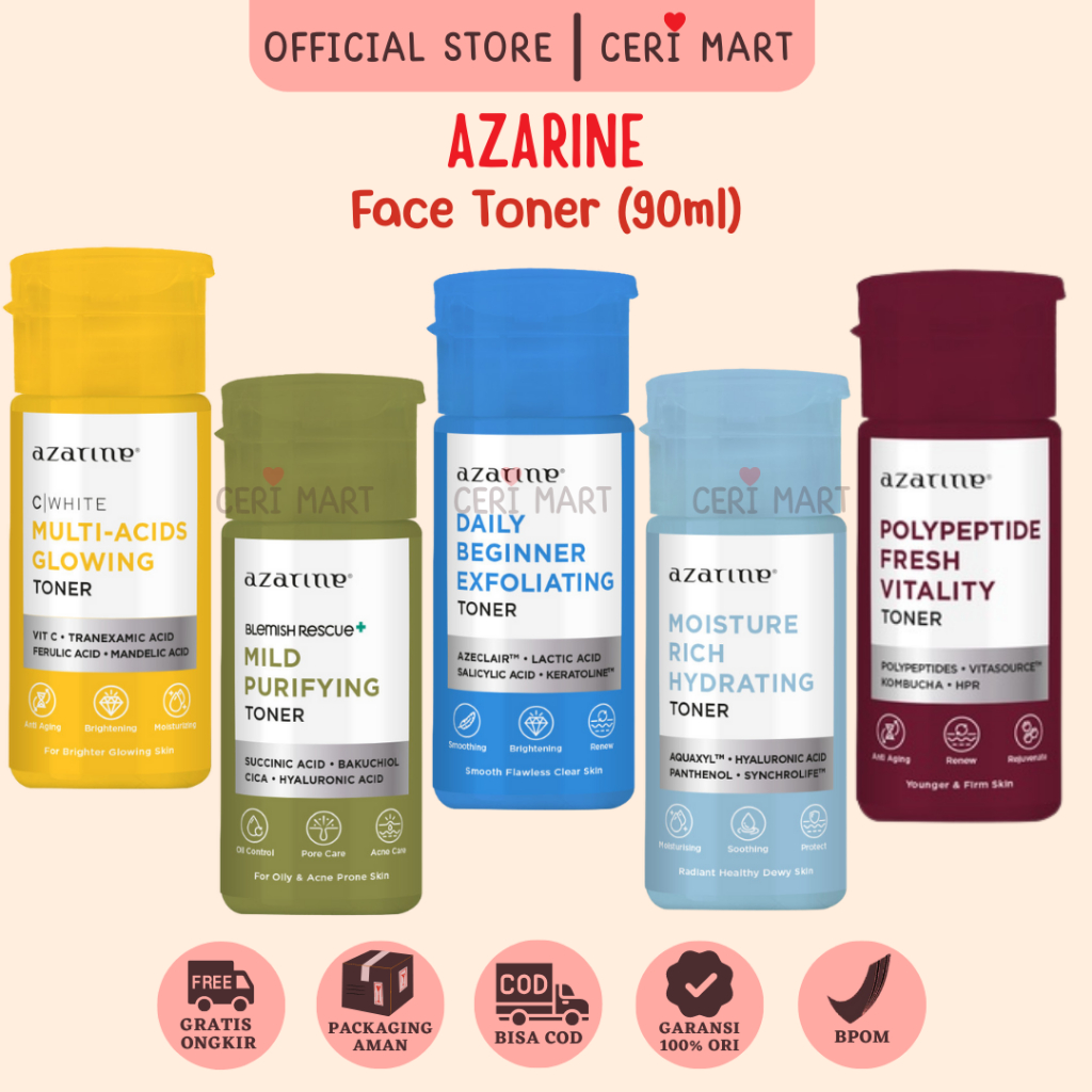 Jual AZARINE Azarin Toner 90ml - Mild Purifying | Multi-Acid Glowing ...