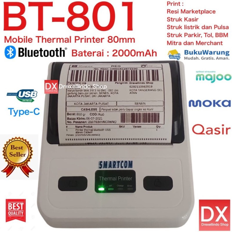 Jual Smartcom Printer Thermal 80mm Bluetooth USB Printer Label Resi Alamat | Shopee Indonesia