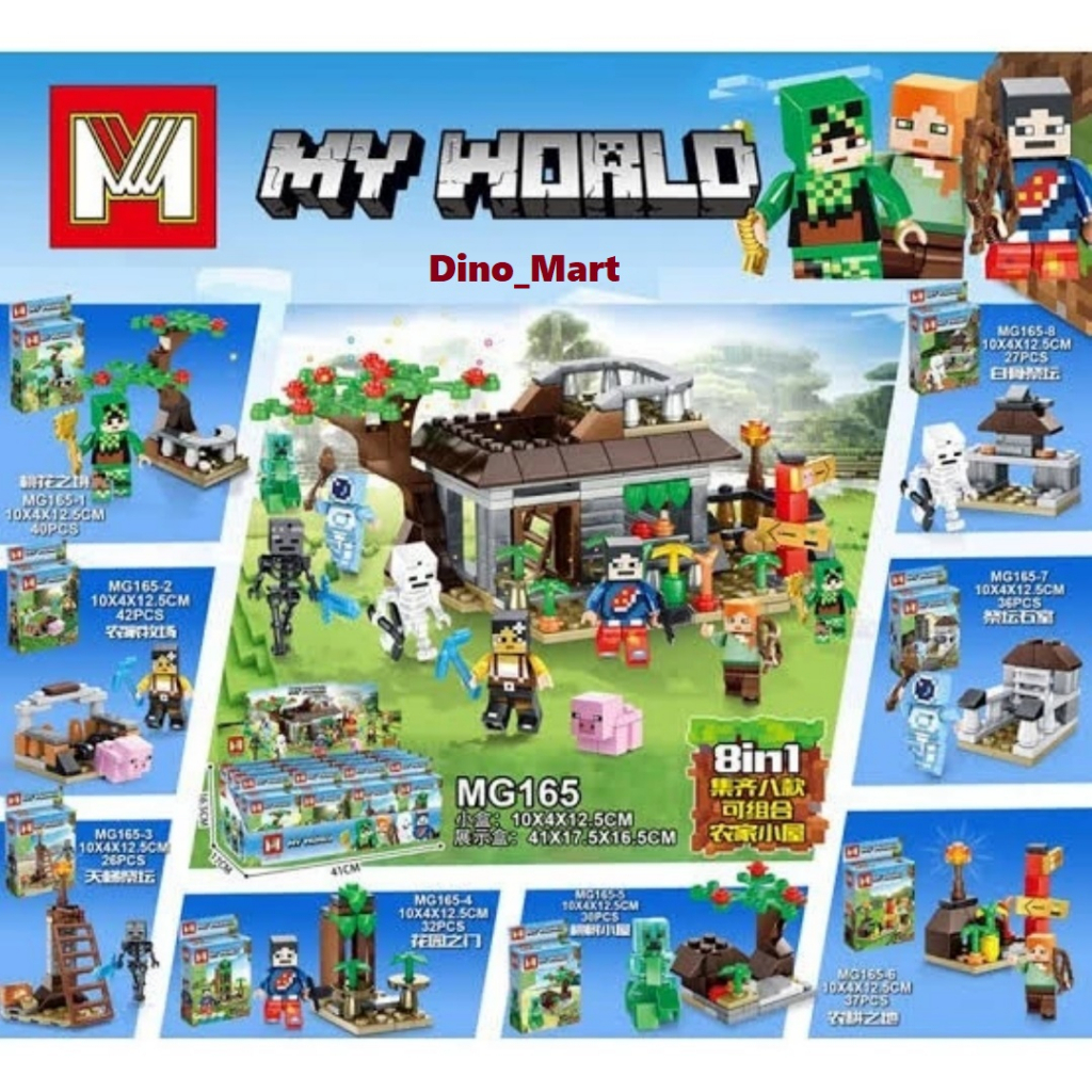 Jual Brick My World MG165 / Mini Figure My World 8 in 1 MG 165 - Dino ...