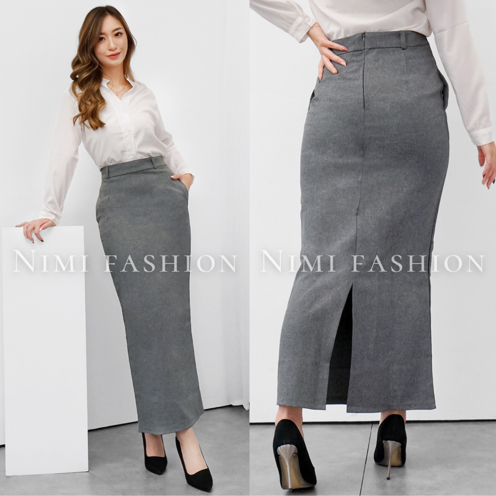 Jual NIMI - Rok Span Belah Belakang Rok Kerja Wanita Panjang Rok Formal ...