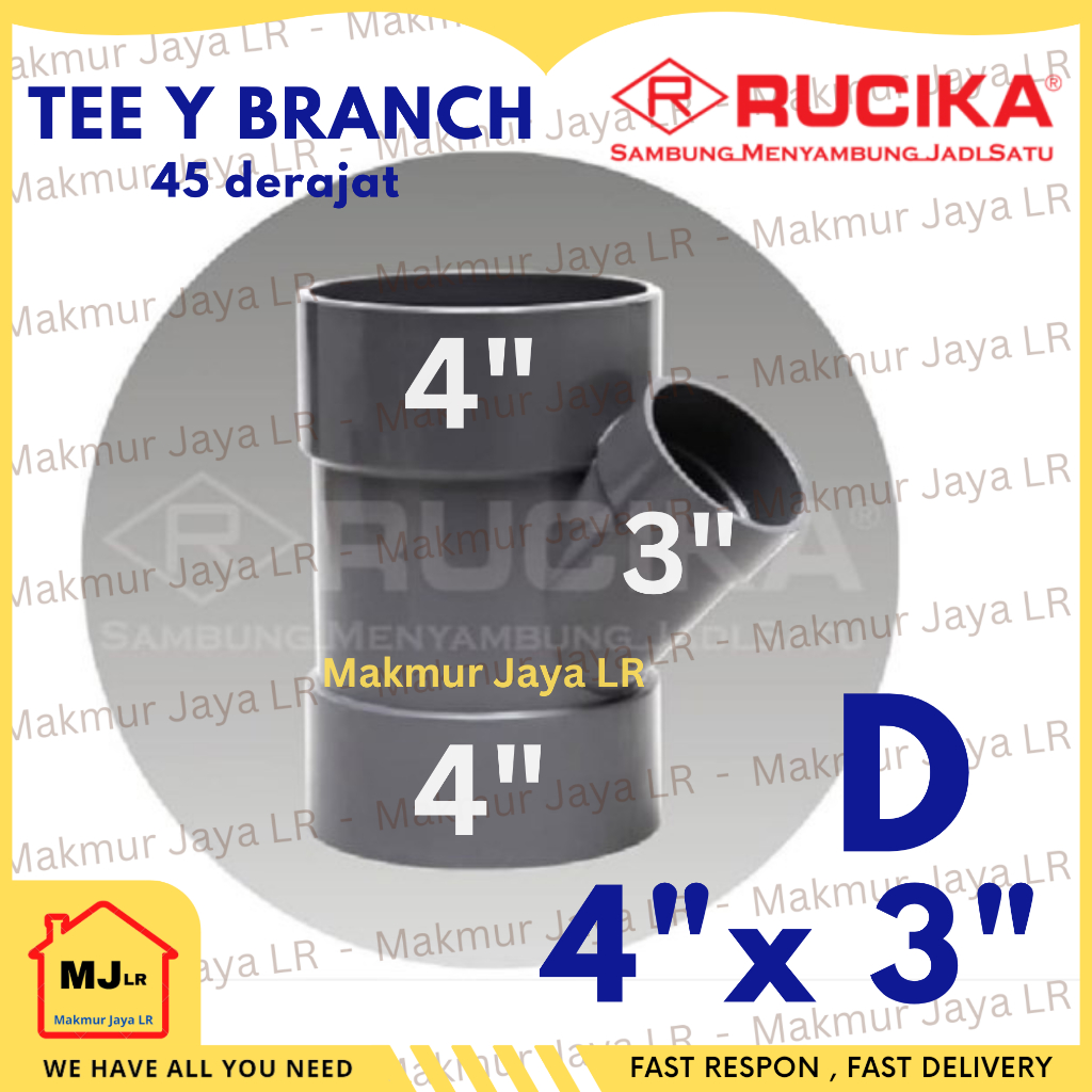 Jual Tee Y BRANCH 4" x 3" D Tee Y 45 derajat 4 x 3 inch PVC T way 4x3 ...