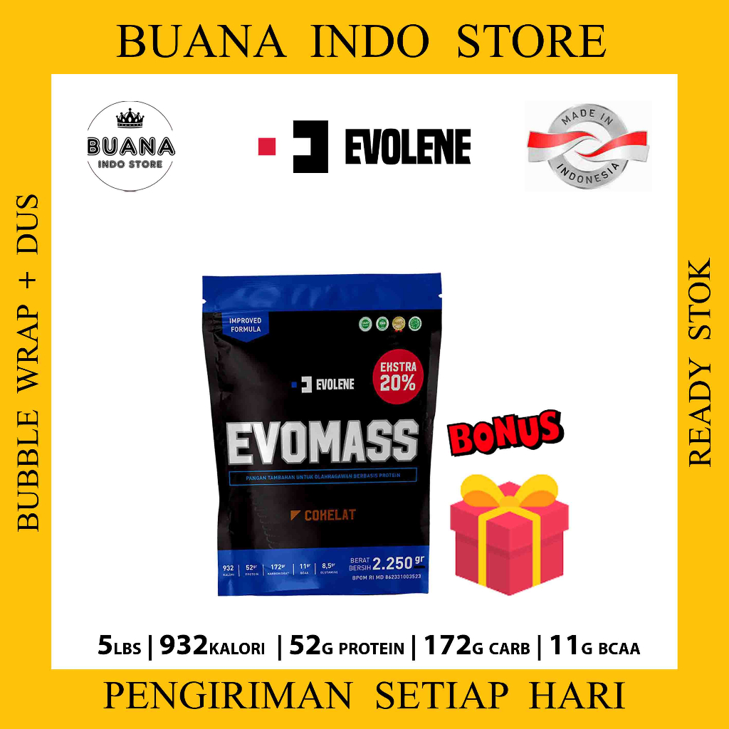 Jual Evolene EvoMass 2,25kg 5LBS | Evo Mass Gainer 2250gr 5 lbs ...