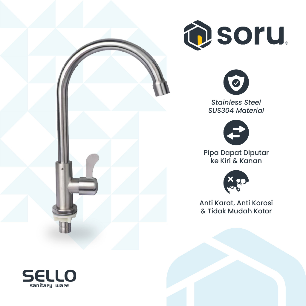 Jual SELLO Keran Air Dapur Tanam / Kran Leher Angsa Stainless SUS304 ...