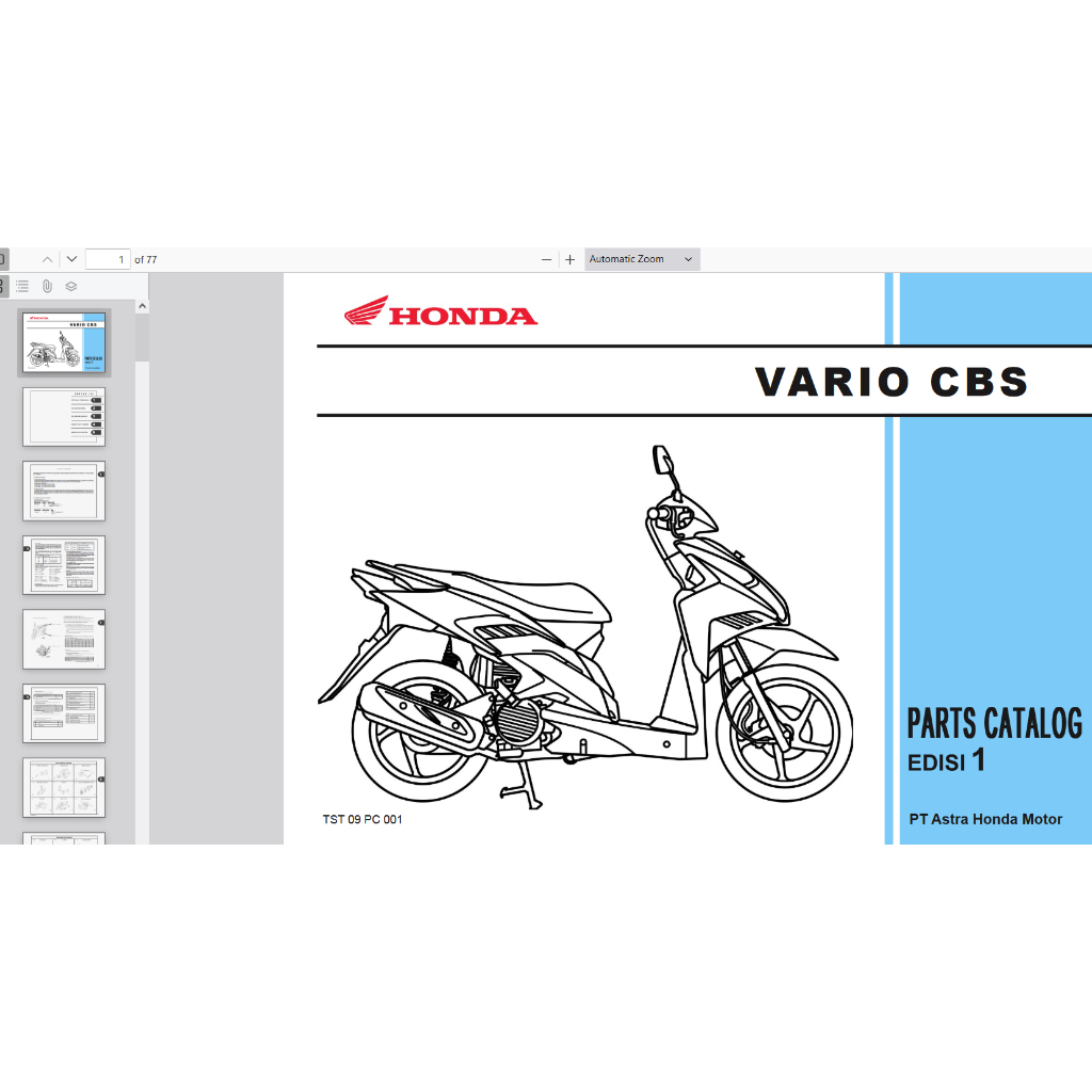 Jual motor Honda-Vario-CBS Buku Parts Catalogue Copian Honda Katalog ...