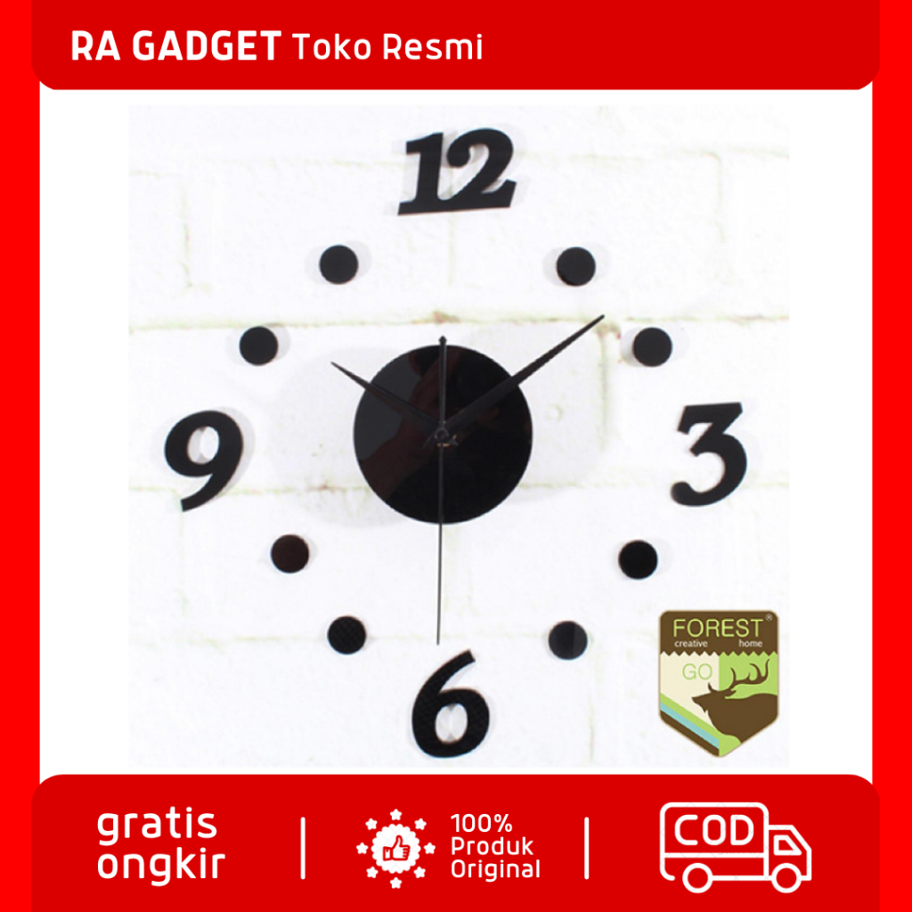 Jual Jam Dinding DIY Giant Clock Creative Design 30cm / Jam Dinding ...