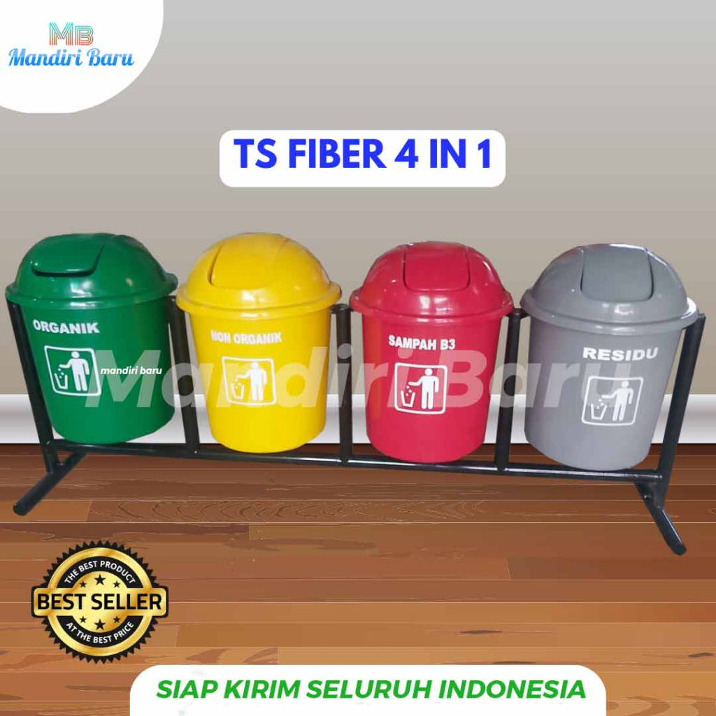 Jual TONG SAMPAH FIBER GANDENG 4 BULAT, TEMPAT SAMPA FIBERGLASS 4IN1 ...