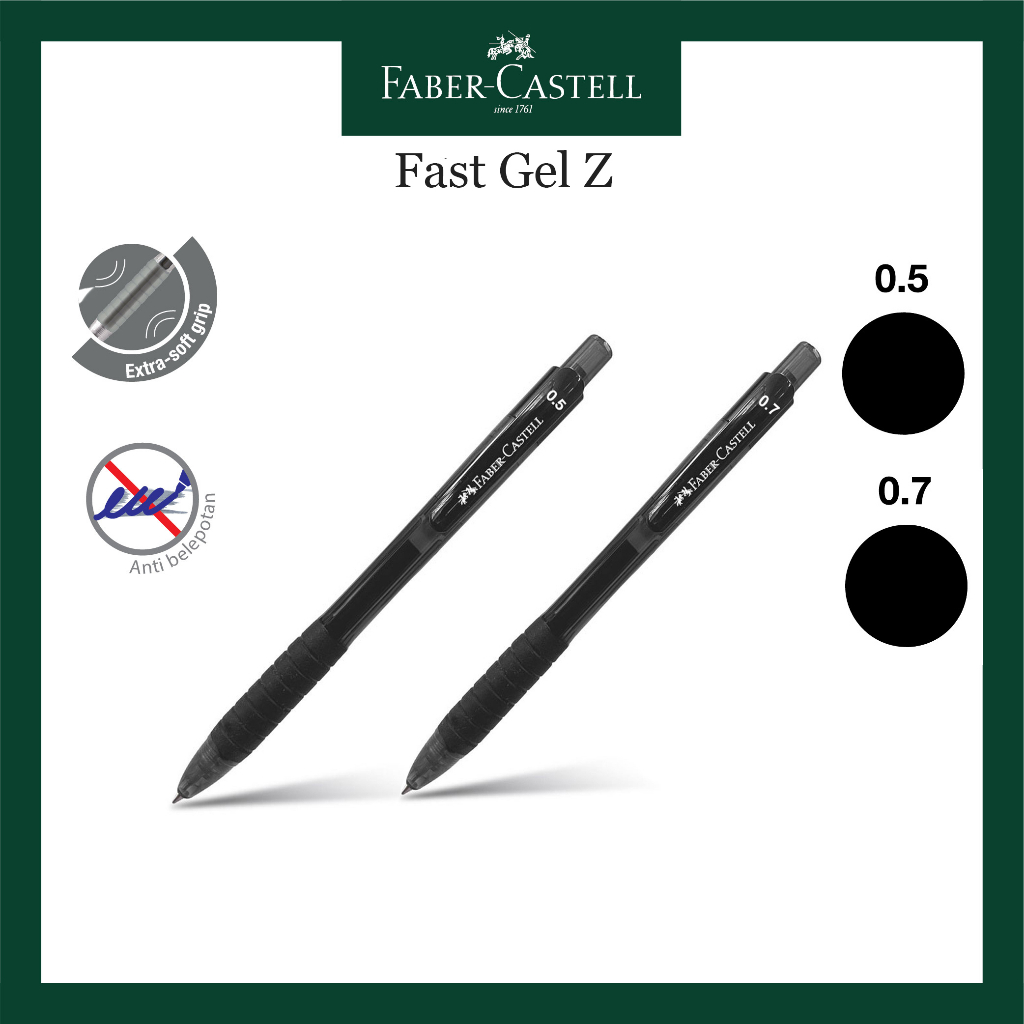 Jual Pulpen Gel Faber Castell / Fast Gel Z 0.5 dan 0.7 MM Black Ink ...