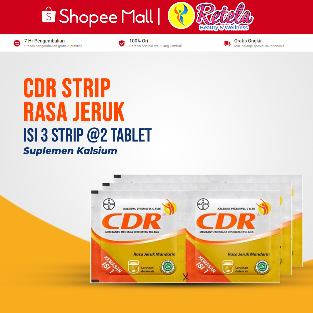 Jual Cdr Jeruk Mandarin Strip 2'S (Bundling 3) (Kalsium,Vit.C, Vit D ...