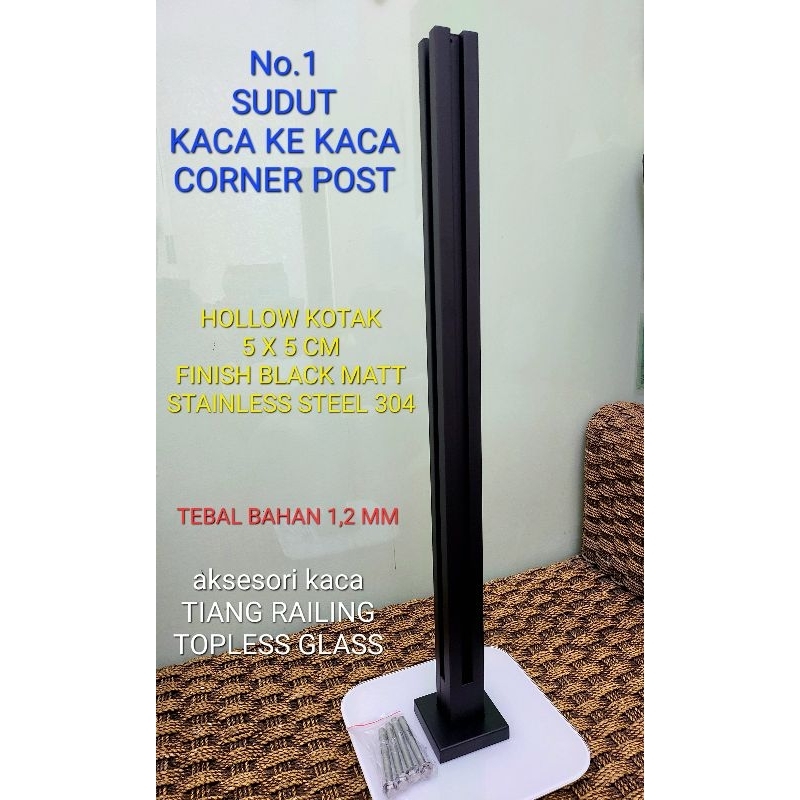 Jual TIANG RAILING KACA SUDUT NO.1 TOPLESS GLASS STAINLESS STEEL 304 ...
