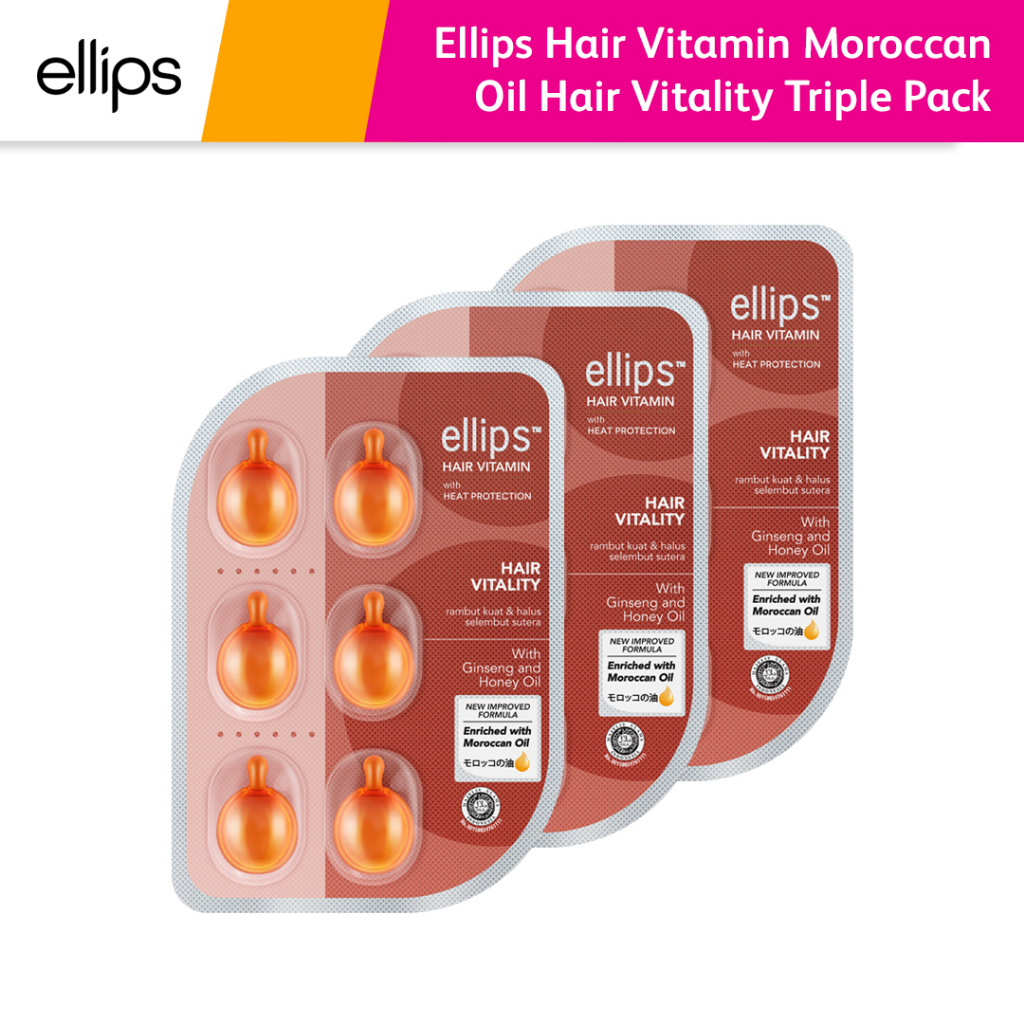 Jual Ellips Hair Vitamin Moroccan Oil Hair Vitality Blister Triple Pack ...