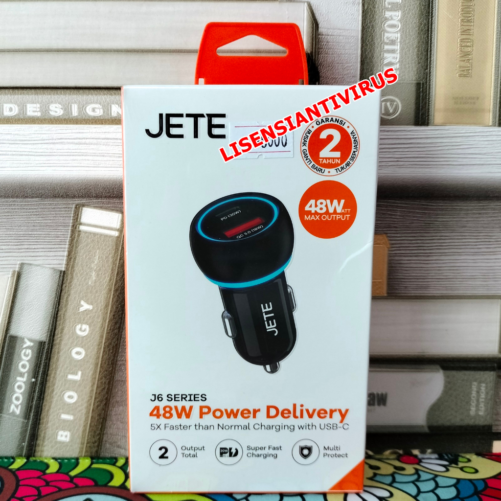 Jual JETE J6 Car Charger Dual Output 48W Type C PD & QC 3.0 with LED ...