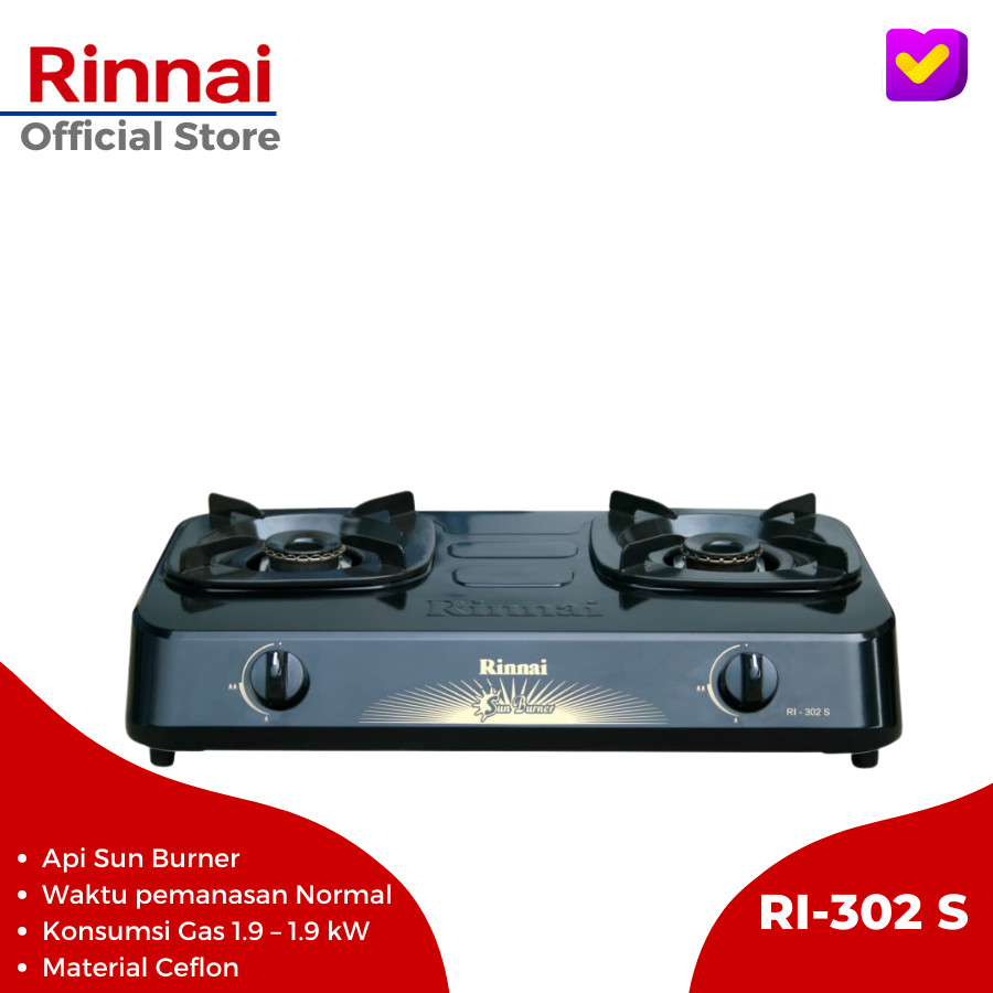 Jual Kompor Gas Rinnai 2 Tungku sun burner RI-302S | Shopee Indonesia